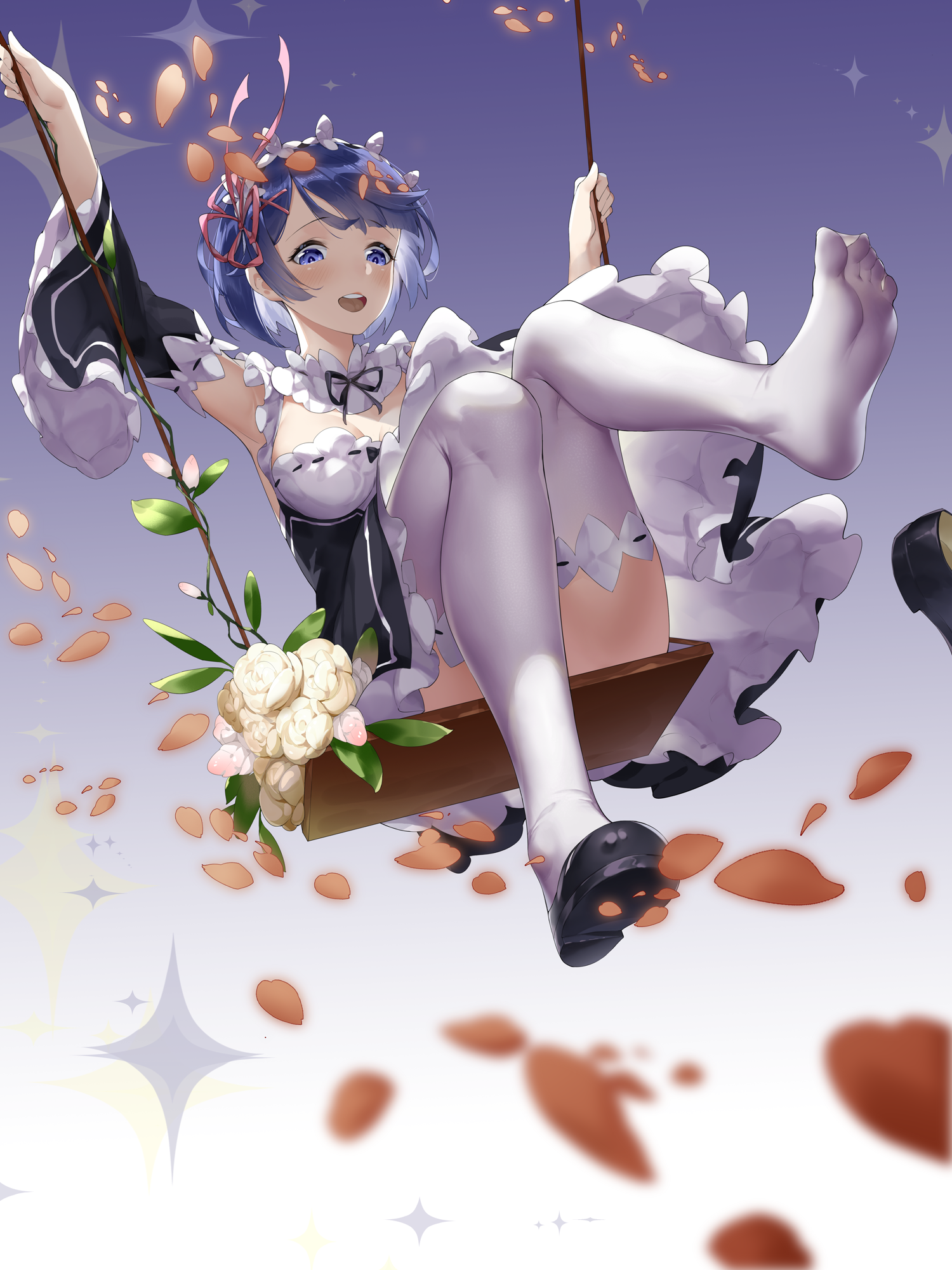 cro (pixiv14643743) re zero kara hajimeru isekai seikatsu rem (re zero) feet maid skirt lift ...